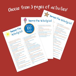 Summer Activities Printable Calendars With Ideas List - Etsy