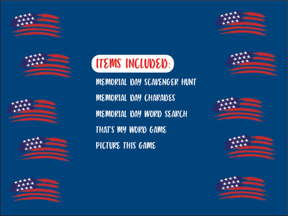 Memorial Day Printable Games Pack - Etsy