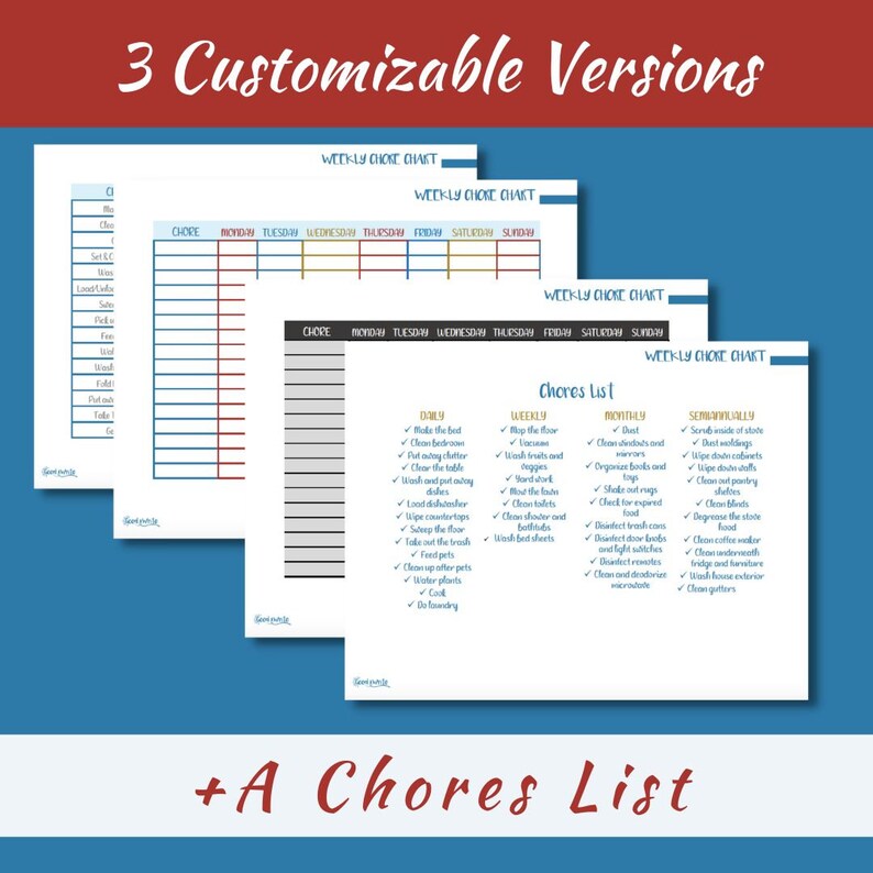 Chore Chart, Printable, Chores List, Digital Download - Etsy