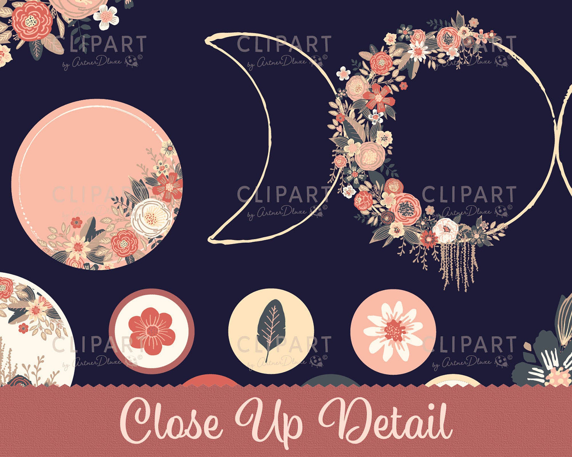 Autumn Goddess Boho Floral Clipart Set Cottage Printable - Etsy