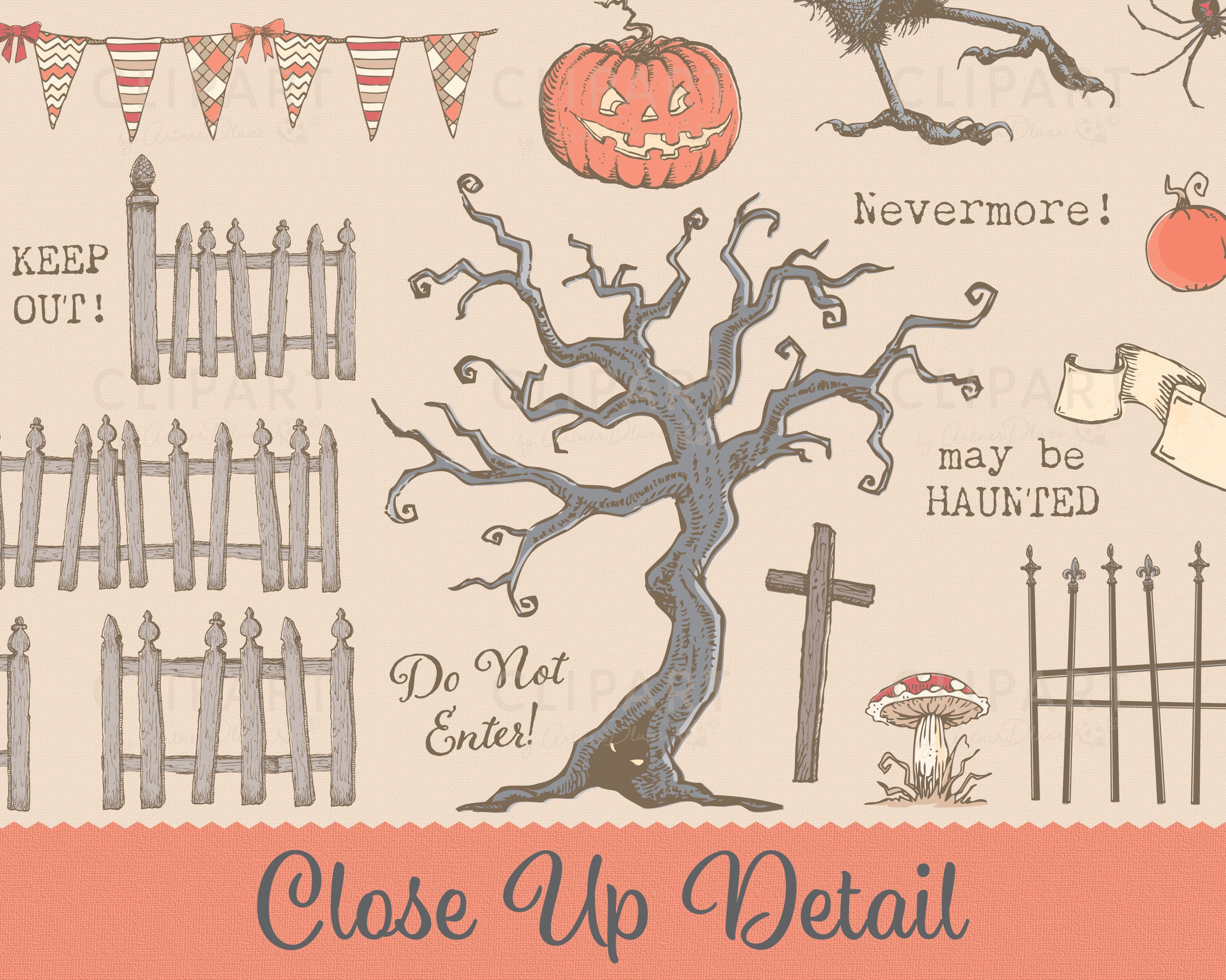 Vintage Halloween Clipart Bundle Spooky Ephemera Gothic PNG - Etsy