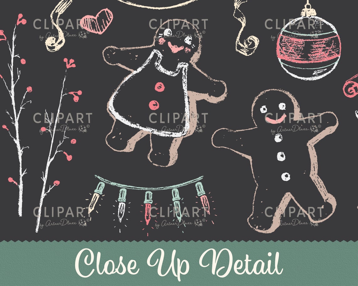 Chalk Christmas Doodles Clipart Set: Vintage Ornaments (PNG) - Etsy