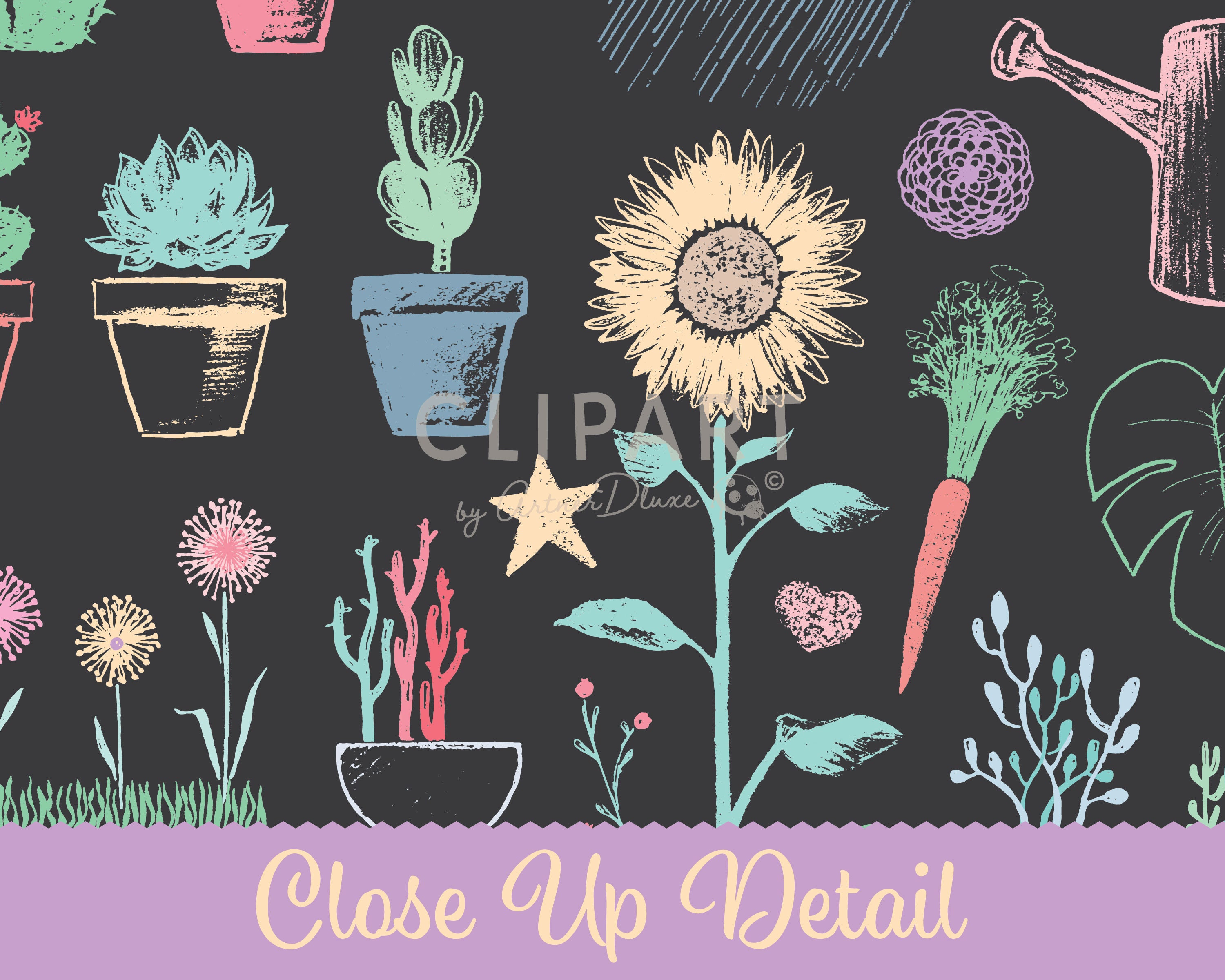 Chalk Garden Clipart Bundle, Succulent Art, Cactus Plants, Mothers Day ...