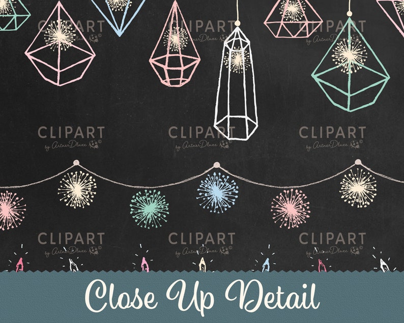 Chalk Borders Clipart Set, Christmas Lights PNG, Kids Classroom ...