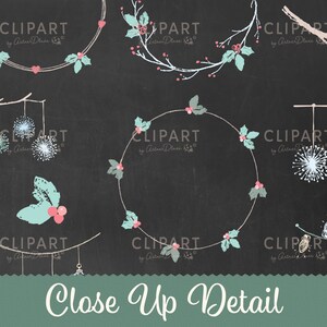 Chalk Christmas Borders Frames Clipart Set, Holiday Wreath, Hygge PNG ...