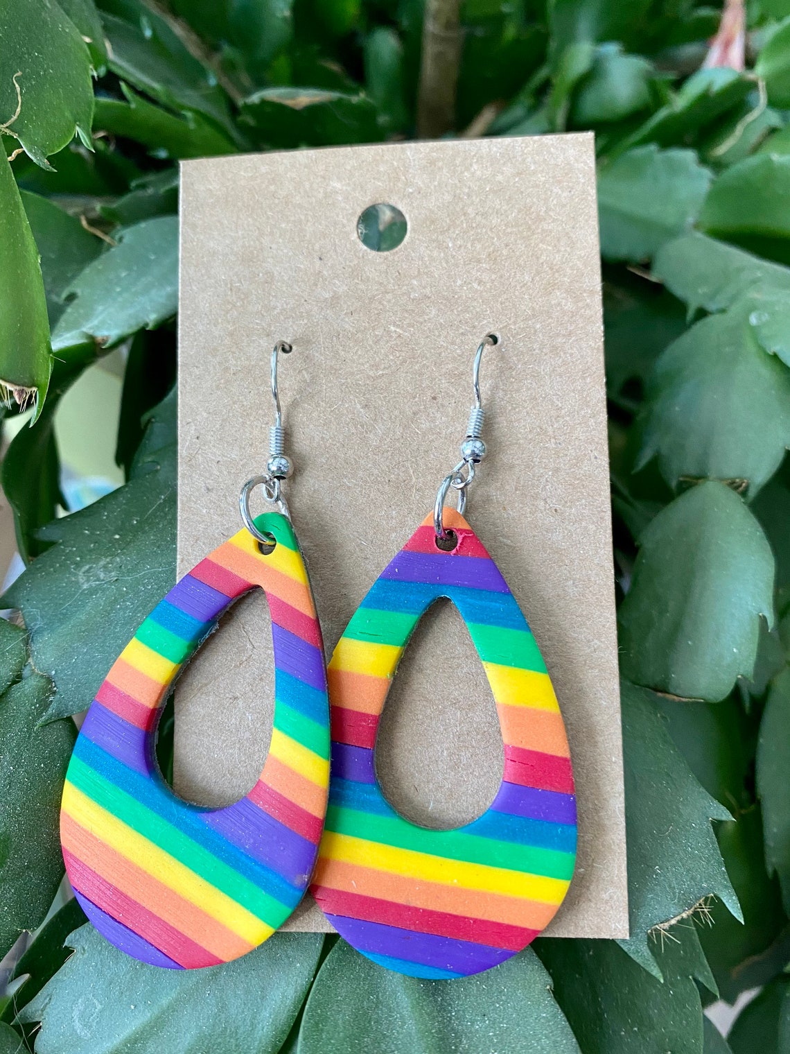 Rainbow Pride Dangle Teardrop Earrings Etsy