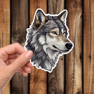 Die Cut Realistic Gray Wolf Waterproof Vinyl Sticker Artistic Style ...