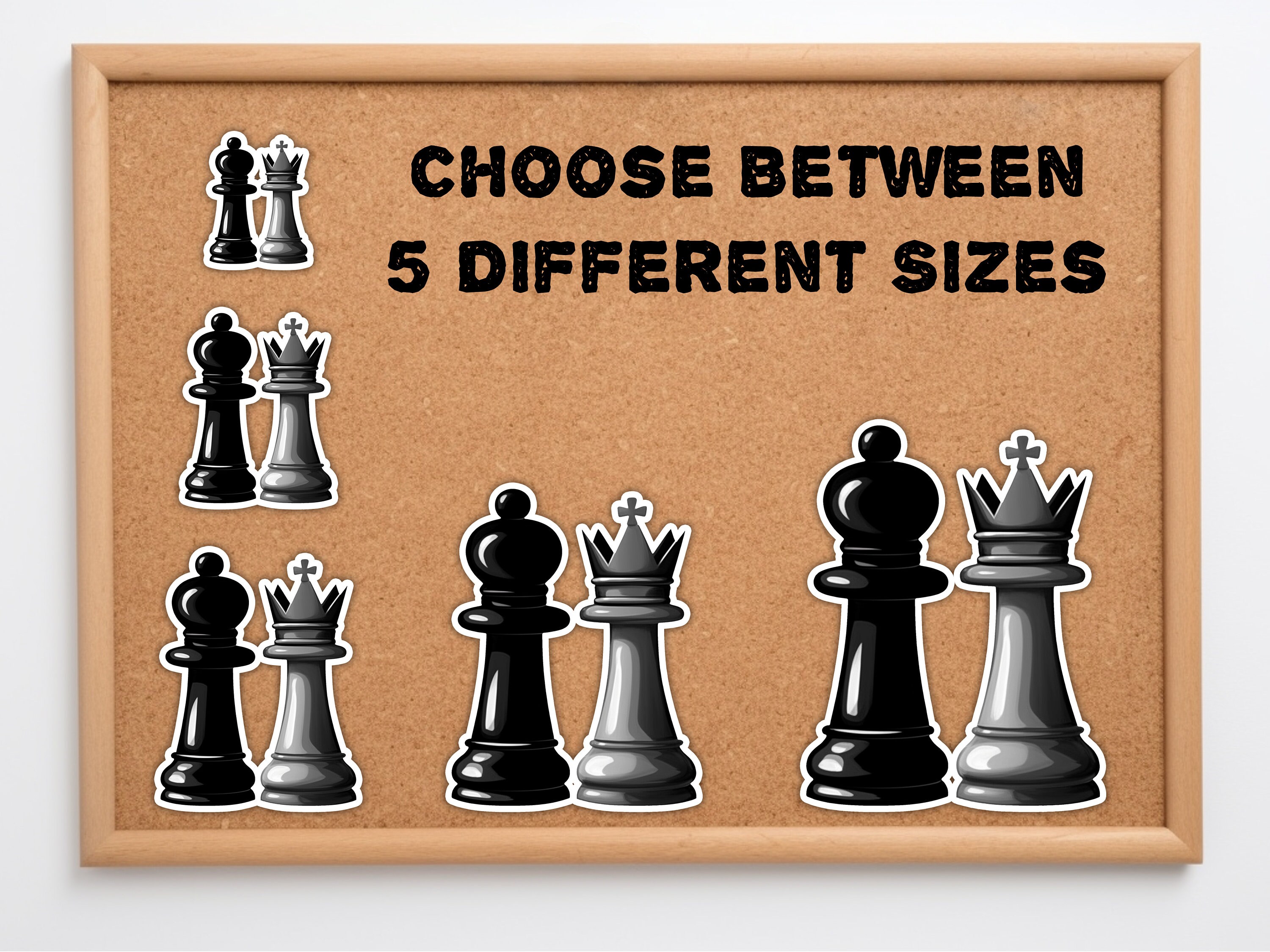 Chess Pieces Waterproof Vinyl Sticker Black and White King and Queen ...