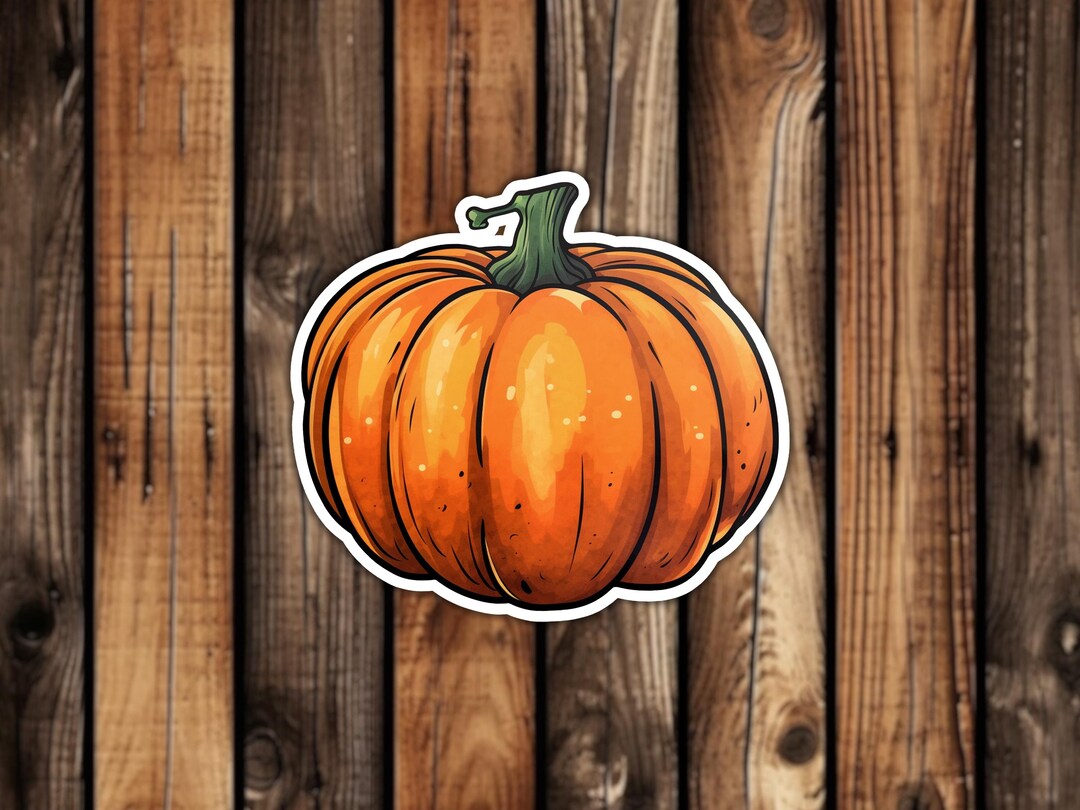 Orange Pumpkin Waterproof Vinyl Sticker Unique Squash Food Art ...