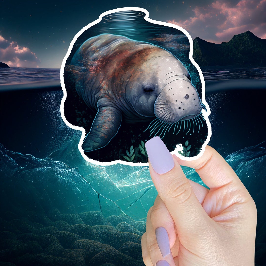 Realistic Manatee Underwater Sticker Unique Vinyl Wall Art - Etsy