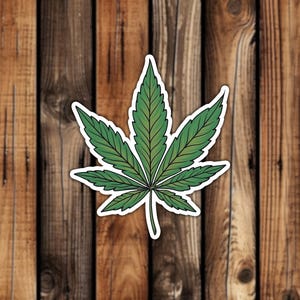 Green Cannabis Leaf Vinyl Sticker Artistic Weed Leaf Art Natural Aesthetic Stoner Decal 420 ...