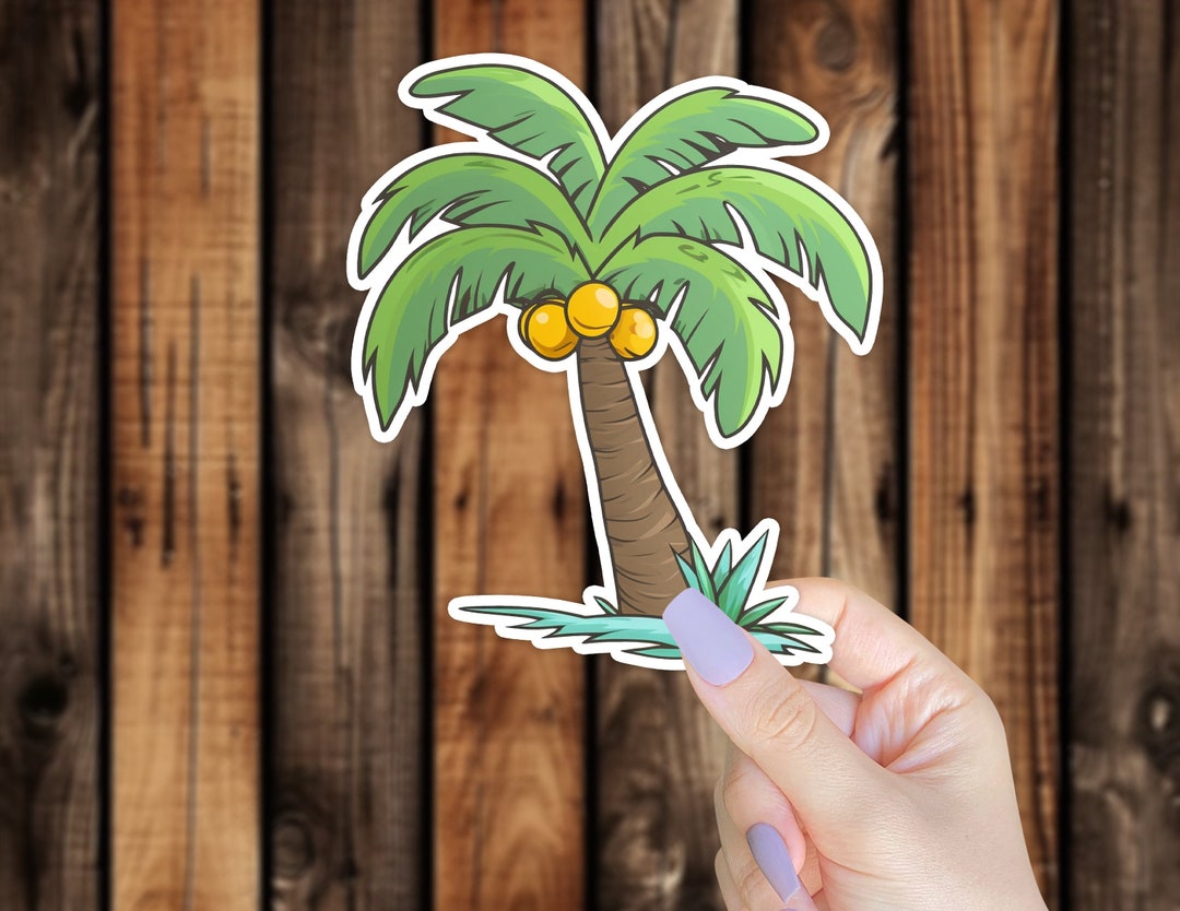 Cartoon Palm Tree Vinyl Sticker Outdoor Ocean Nature Vacation Aesthetic ...