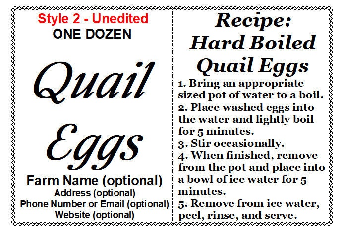 Customizable Quail Egg Carton Labels With Adhesive Backing | Etsy