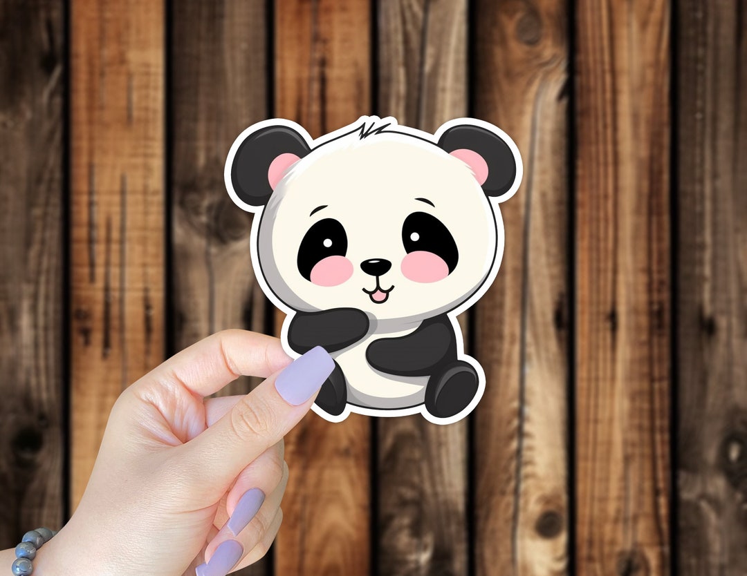 Cute Baby Panda Sticker Vinyl Cartoon Style Aesthetic Animal Decal for ...