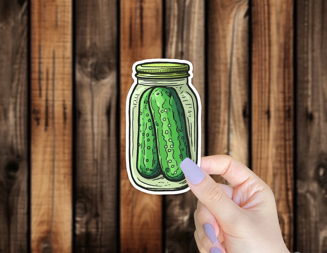 Realistic Pickle Jar Waterproof Sticker Pickles in a Jar Aesthetic Food ...