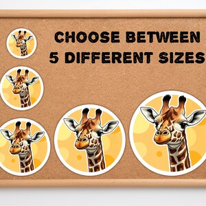 Round Giraffe Waterproof Vinyl Sticker Realistic Cartoon Style Zoo ...