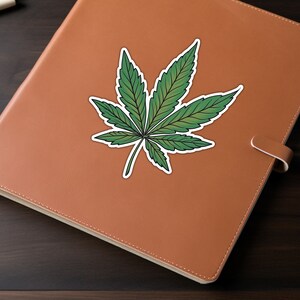 Green Cannabis Leaf Vinyl Sticker Artistic Weed Leaf Art Natural Aesthetic Stoner Decal 420 ...