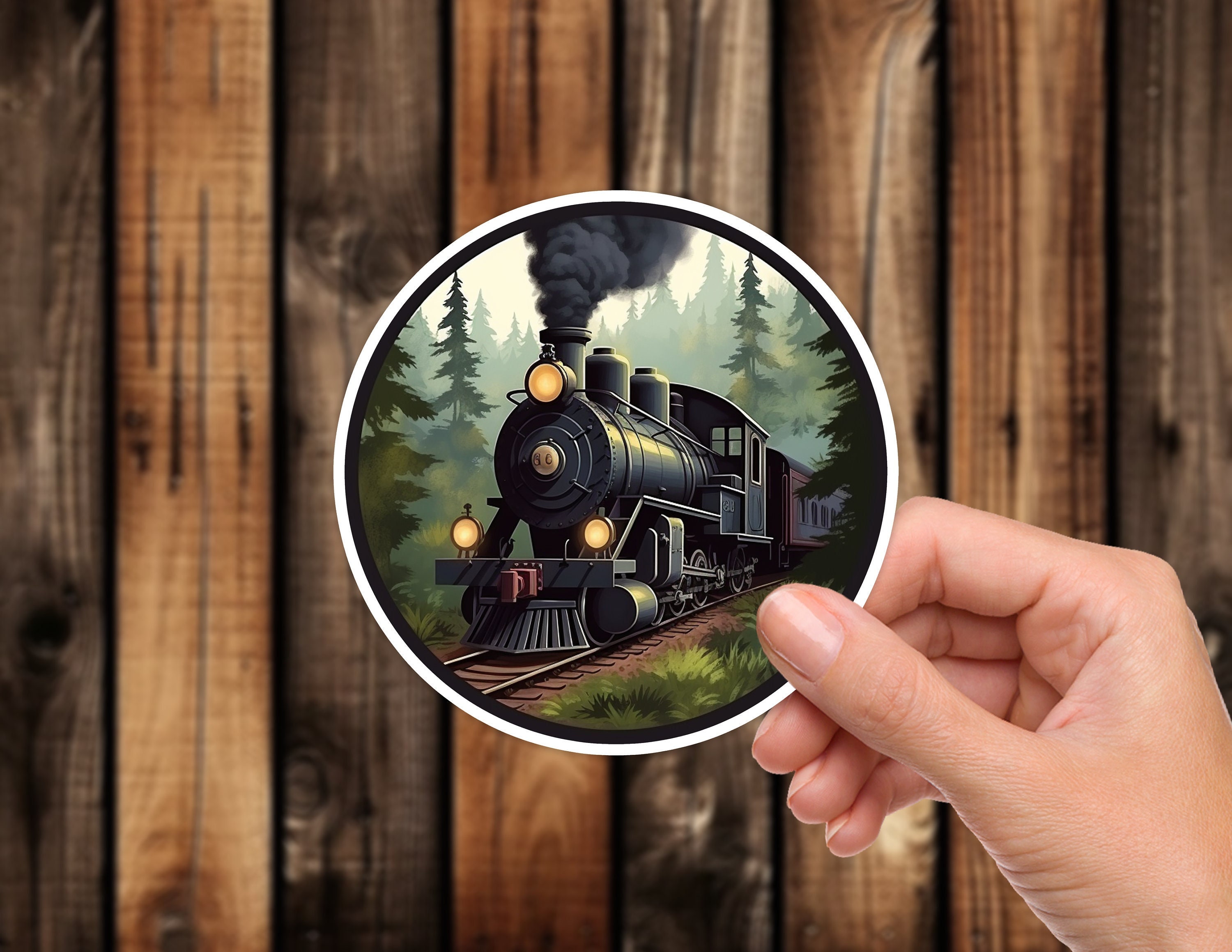Realistic Train Vinyl Sticker Realistic Style Steam Engine - Etsy