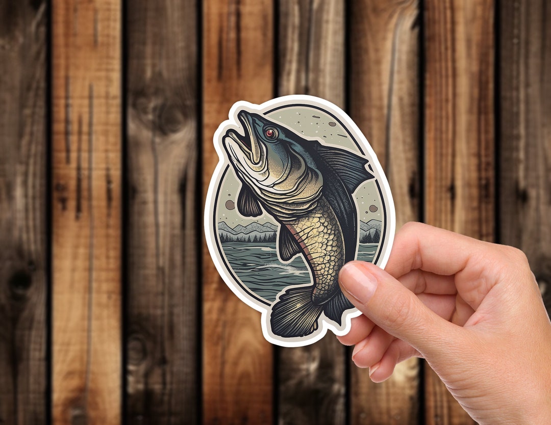 Largemouth Bass Fish Vinyl Sticker Outdoor Nature Lake Fishing Vacation ...