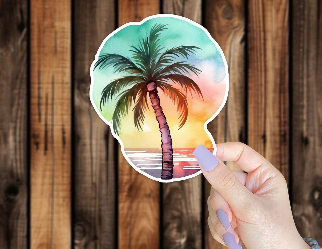 Colorful Palm Tree Vinyl Sticker Outdoor Ocean Nature Vacation ...