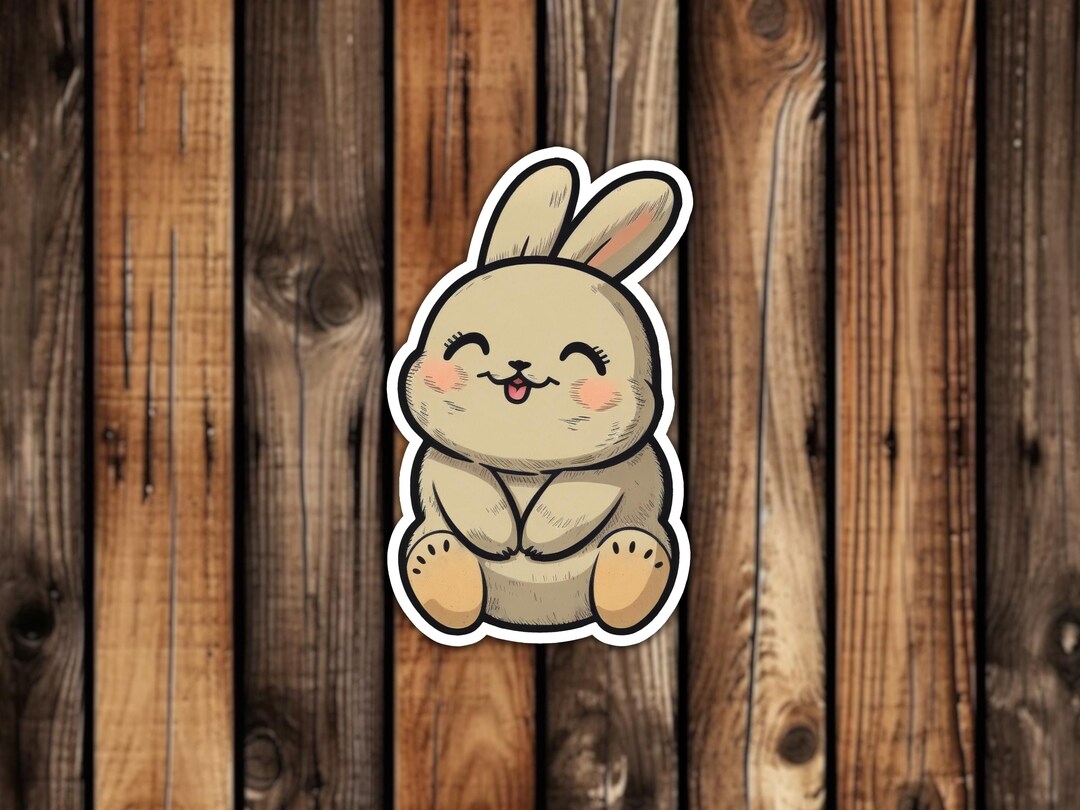 Cute Happy Bunny Sticker Vinyl Easter Bunny Animal Decal for Phone ...