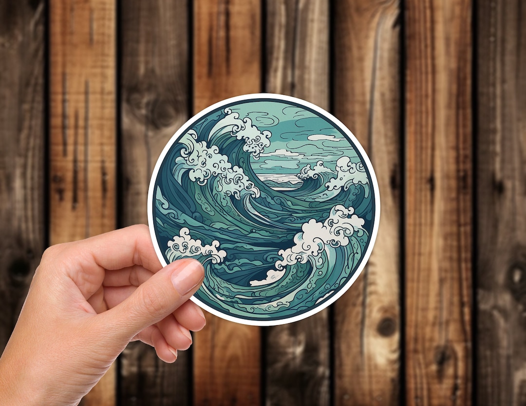 Ocean Waves Vinyl Sticker Outdoor Ocean Surf Vacation Aesthetic Style ...