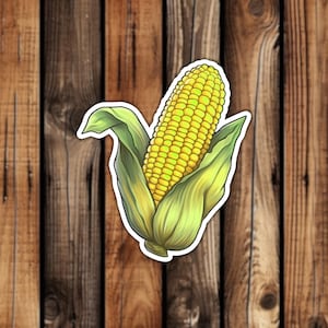 Corn on the Cob Sticker Yellow Realistic Vegetable Grain Farm and ...