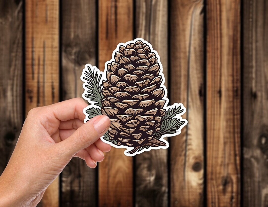 Pine Cone Waterproof Vinyl Sticker Realistic Style Outdoor Pine Tree ...