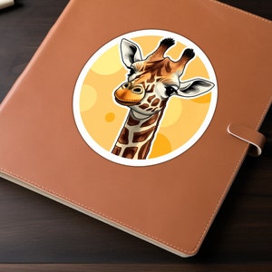 Round Giraffe Waterproof Vinyl Sticker Realistic Cartoon Style Zoo ...