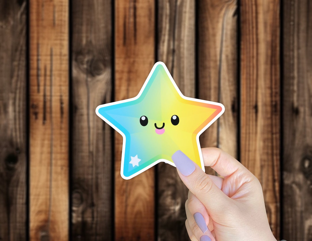 Cute Star Waterproof Vinyl Space Sticker Colorful Cartoon Aesthetic ...