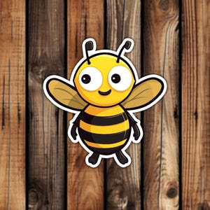 Cute Bumblebee Vinyl Sticker Unique Cartoon Aesthetic Black and Yellow ...