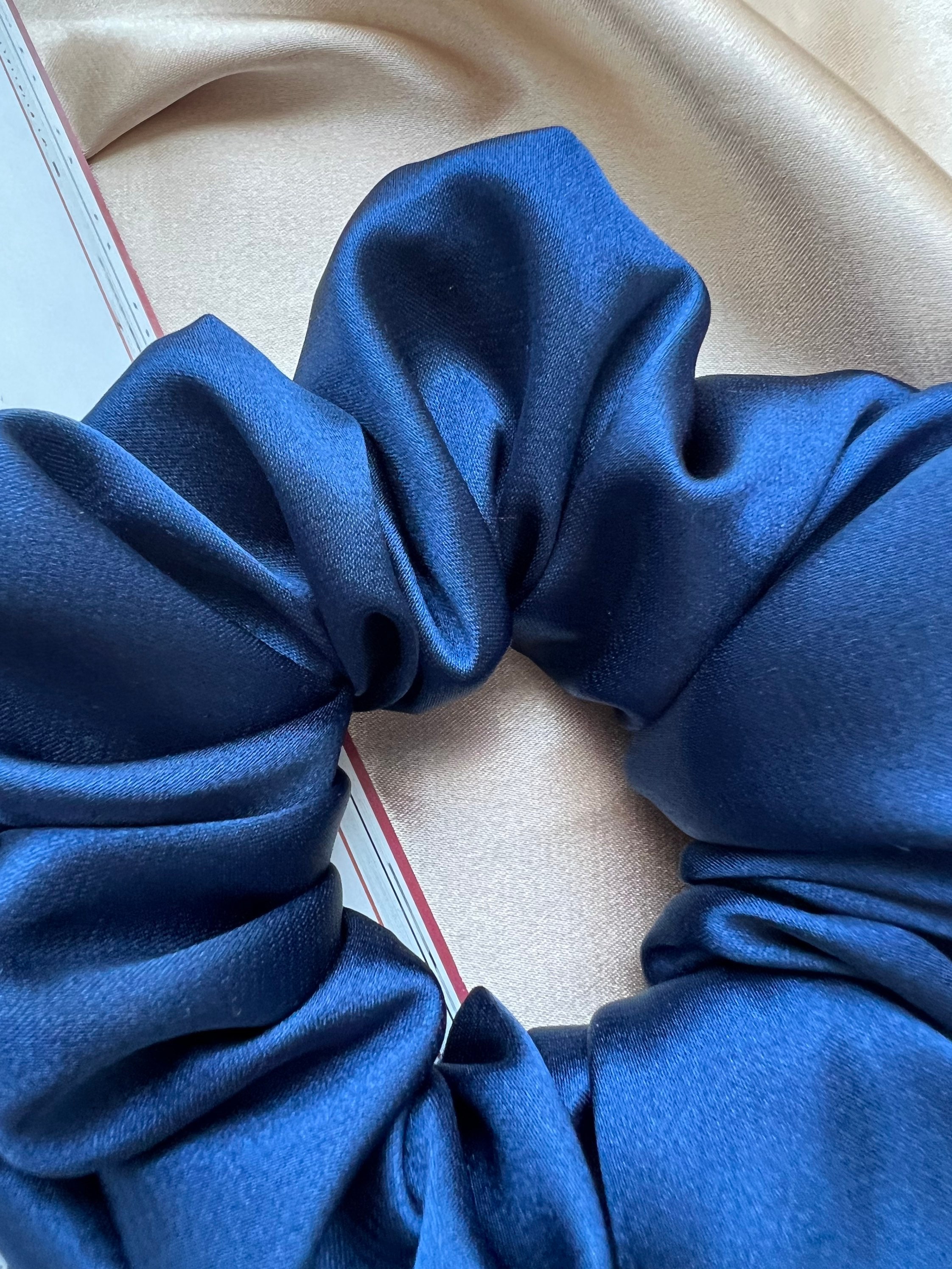 Navy Blue Satin Scrunchies Large Scrunchies Satin - Etsy