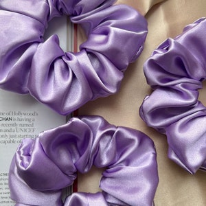 Scrunchie Hair Tie Lilac Satin Scrunchies Large Satin Scrunchies Purple ...