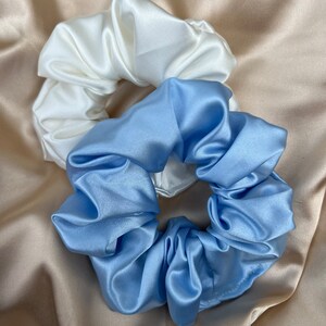 Large Blue Satin Scrunchie, Silky Satin Scrunchie, Bridesmaid Proposal ...