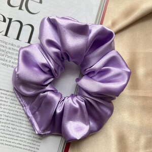 Scrunchie Hair Tie Lilac Satin Scrunchies Large Satin Scrunchies Purple ...