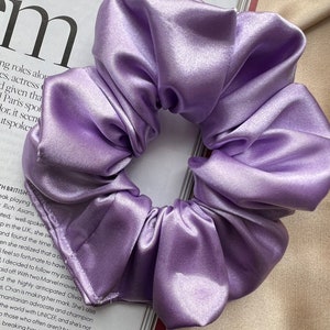Scrunchie Hair Tie Lilac Satin Scrunchies Large Satin Scrunchies Purple ...