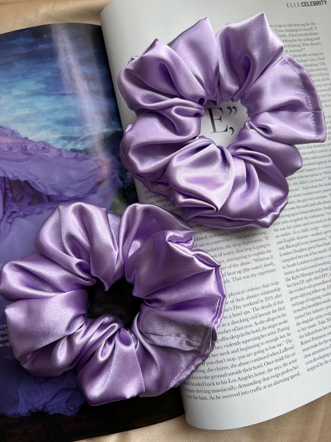 Scrunchie Hair Tie Lilac Satin Scrunchies Large Satin Scrunchies Purple ...