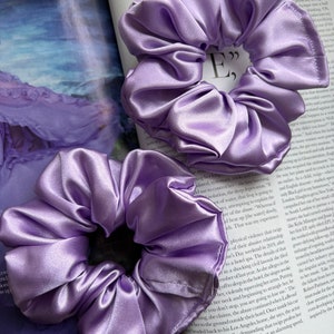 Scrunchie Hair Tie Lilac Satin Scrunchies Large Satin Scrunchies Purple ...