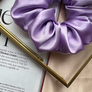 Scrunchie Hair Tie Lilac Satin Scrunchies Large Satin Scrunchies Purple ...