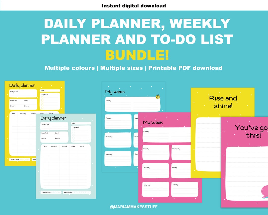 BUNDLE - Adult Daily Planner Printable | Weekly Planner Printable ...