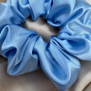 Large Blue Satin Scrunchie, Silky Satin Scrunchie, Bridesmaid Proposal ...