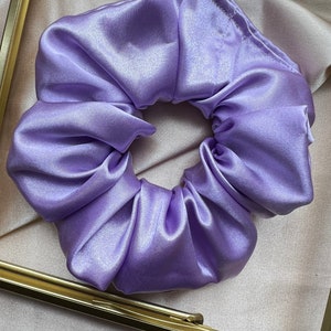 Scrunchie Hair Tie Lilac Satin Scrunchies Large Satin Scrunchies Purple ...