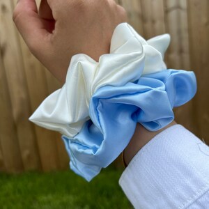 Large Blue Satin Scrunchie, Silky Satin Scrunchie, Bridesmaid Proposal ...