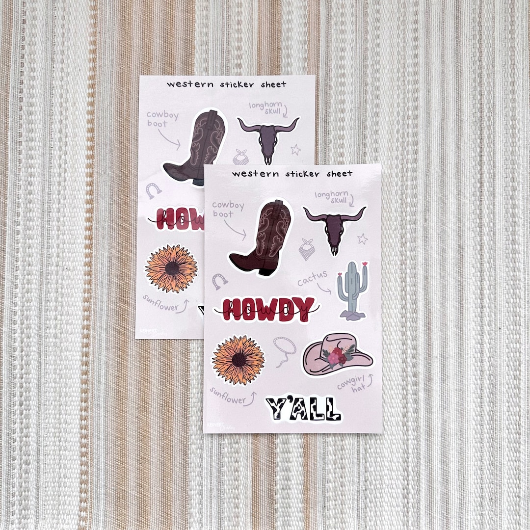 Western Sticker Sheet Country Sticker Pack Cowboy Stickers for - Etsy