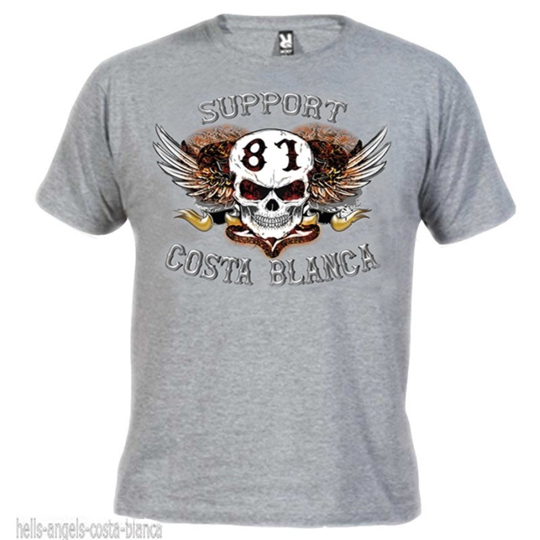 Hells Angels Scull Wings Gray T-shirt Support81 Big Red Machine - Etsy