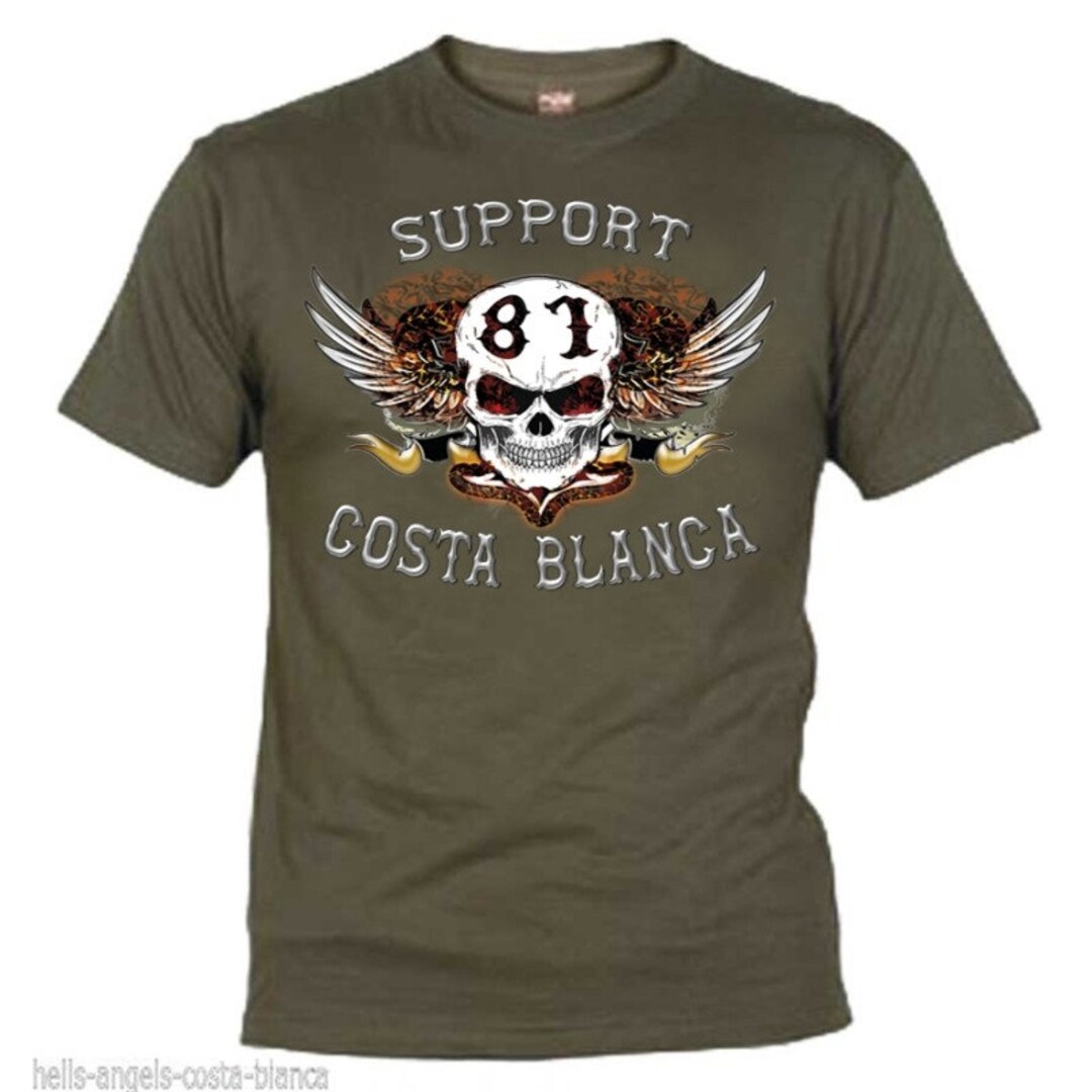 Hells Angels Scull Wings Green T-shirt Support81 Big Red Machine - Etsy