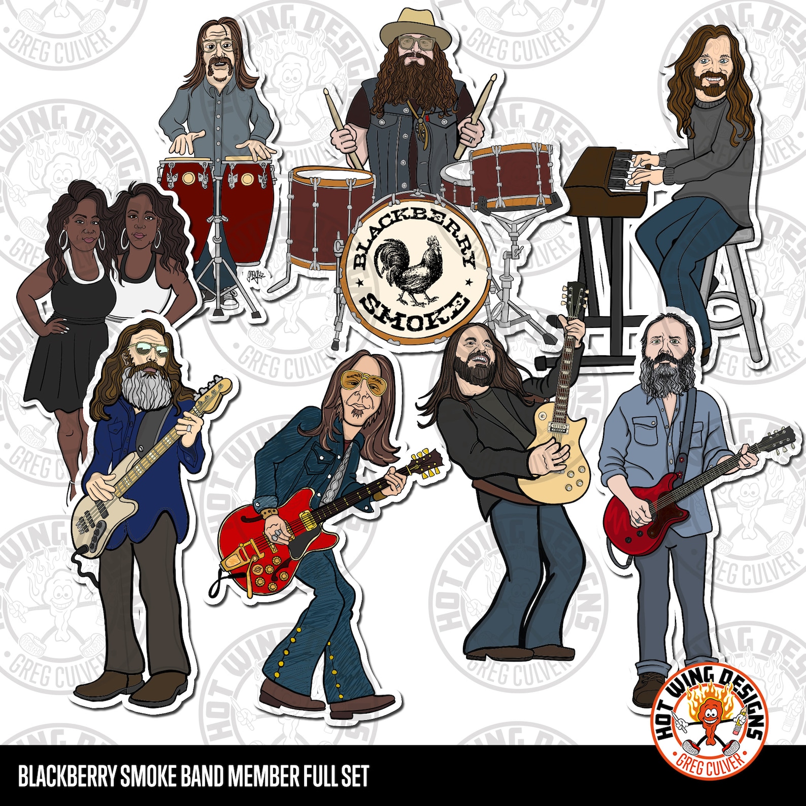 Blackberry Smoke Cartoon Sticker Set-updated - Etsy