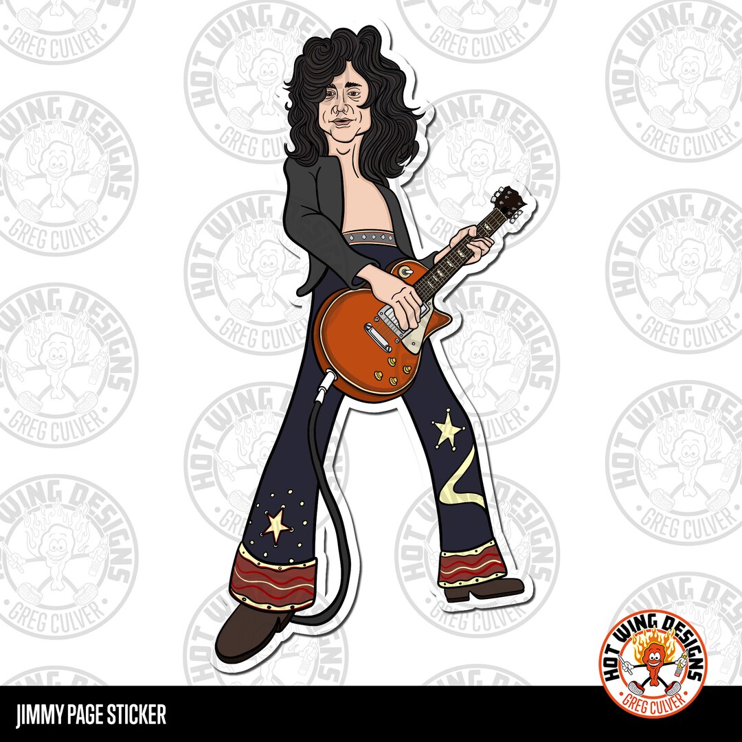 Jimmy Page Cartoon Sticker - Etsy