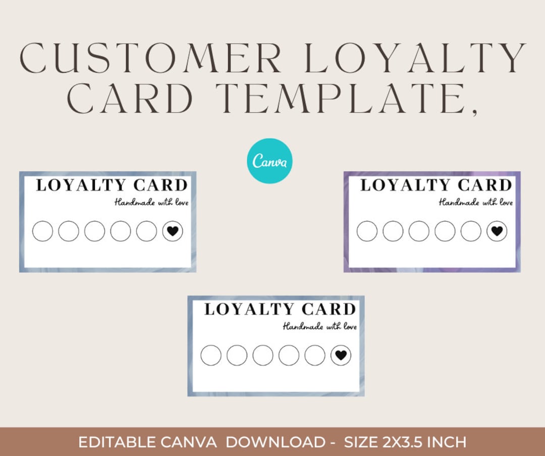 Set of 3 Customer Loyalty Card Template Digital Download - Etsy
