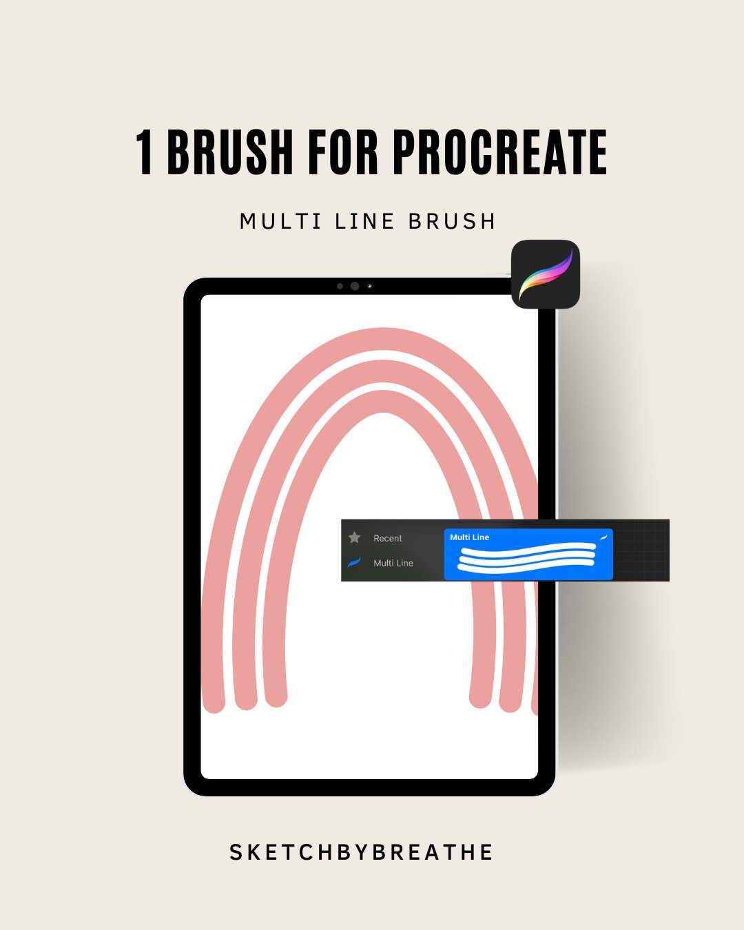 1 Multi Line Brush for Procreate Lettering Multi Line Brush - Etsy